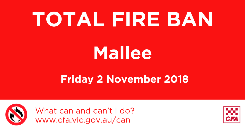 Total Fire Ban declared for Mallee for second day in a row | CFA News ...
