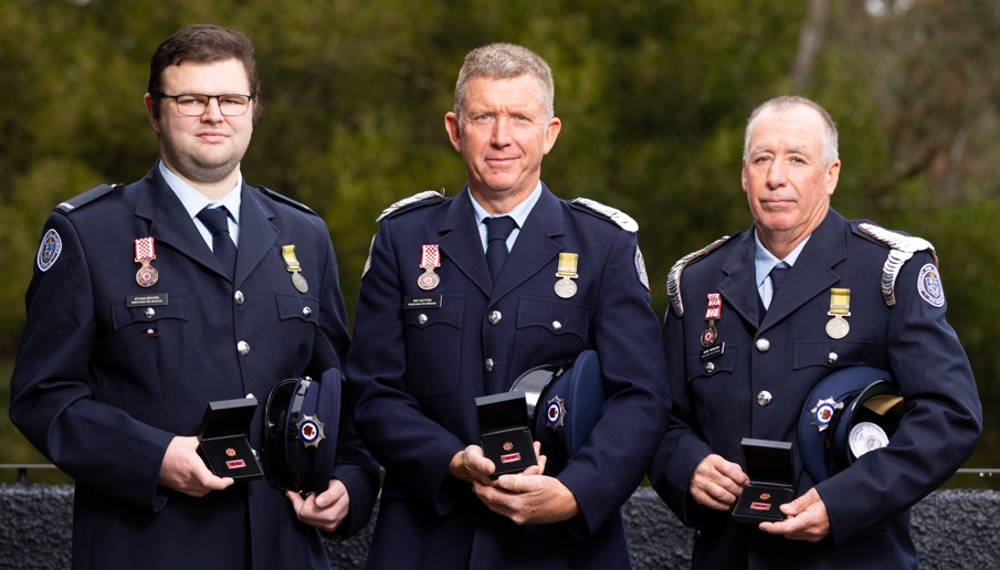 Trentham trio honoured for brave storm rescue | CFA News & Media